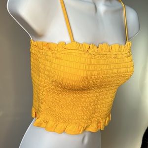BCBGeneration | Tops | New Bcbgeneration Yellow Smocked Crop Top | Poshmark